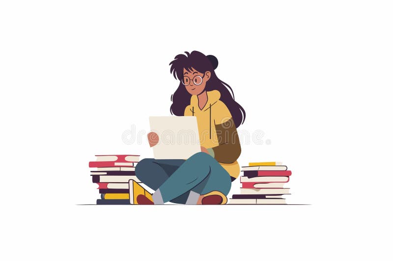 Student Engaged in Virtual Learning Isolated Stock Vector ...