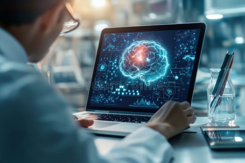 Student Engages with AI Driven Virtual Learning Environment on Laptop ...