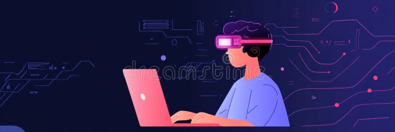 Student Engages with AI Driven Virtual Learning Environment on Laptop ...