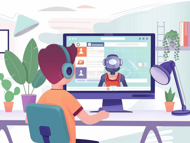 Remote Learning with Futuristic AI Tutor Stock Photo - Image of tutoring, screen: 310418308