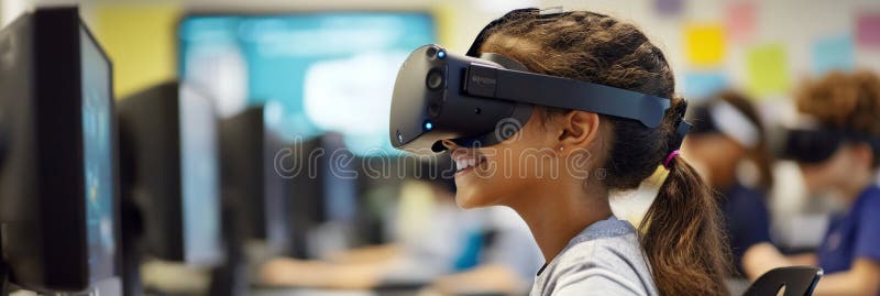 Student Engages in Immersive Virtual Reality Education in a Futuristic ...