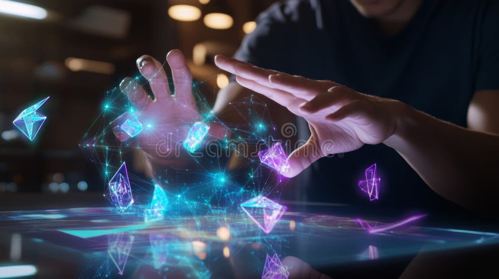 Student Engages with Interactive Holographic AI Tutor in Modern ...