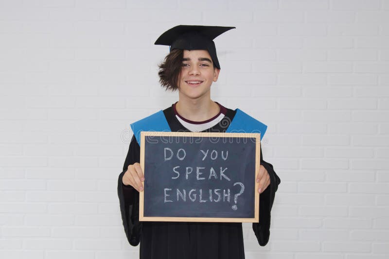 Student with English Speaking Message Stock Image - Image of college ...