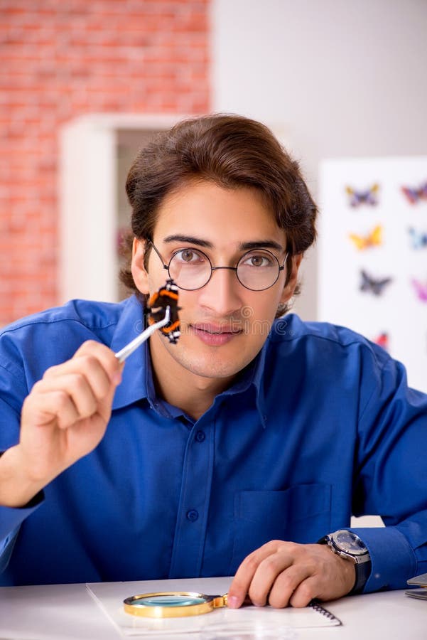 The Student Entomologist Studying New Species of Butterflies Stock ...