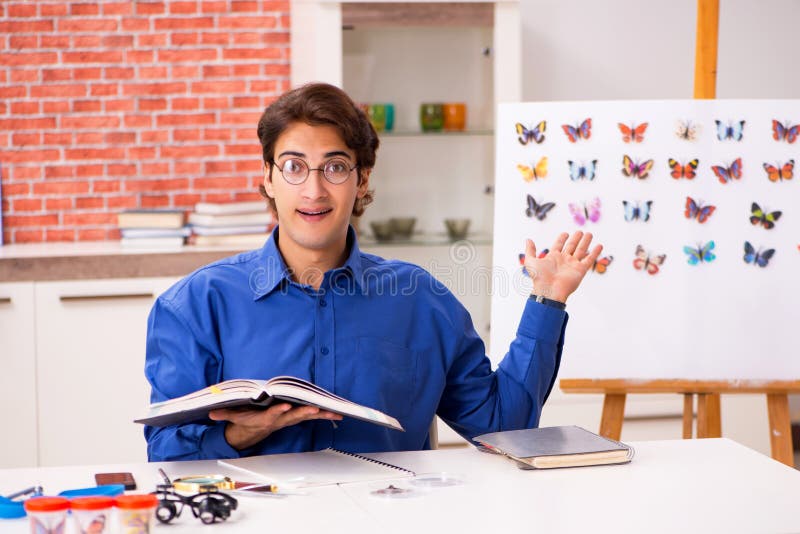 The Student Entomologist Studying New Species of Butterflies Stock ...