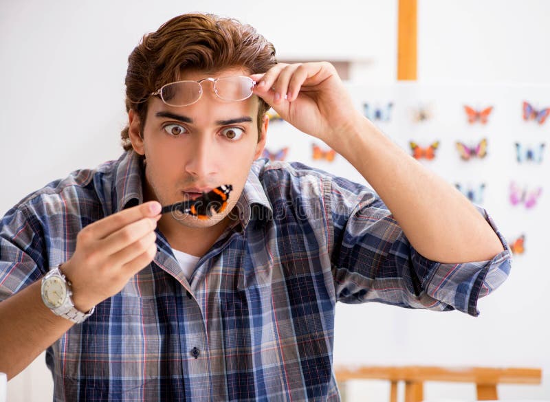 Student Entomologist Studying New Species of Butterflies Stock Image ...