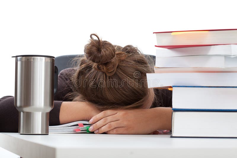 Student Exam Stress and Exhaustion Stock Image - Image of library ...