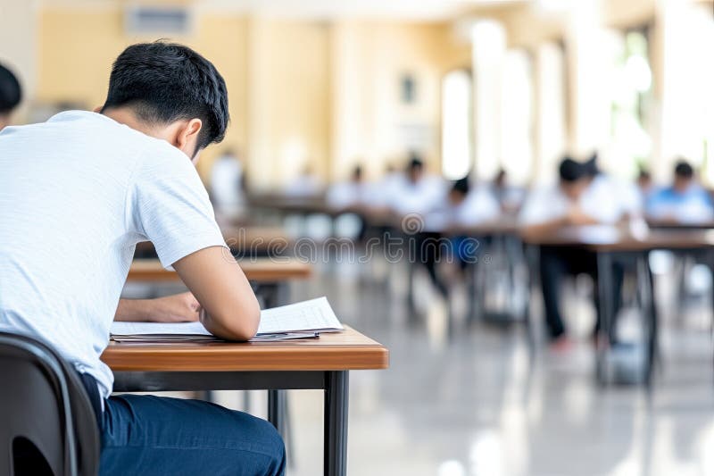 Student exam focus stock illustration. Illustration of adolescence ...