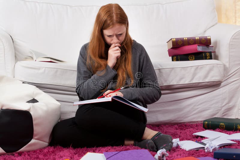 Student during Examination Session at Home Stock Photo - Image of ...