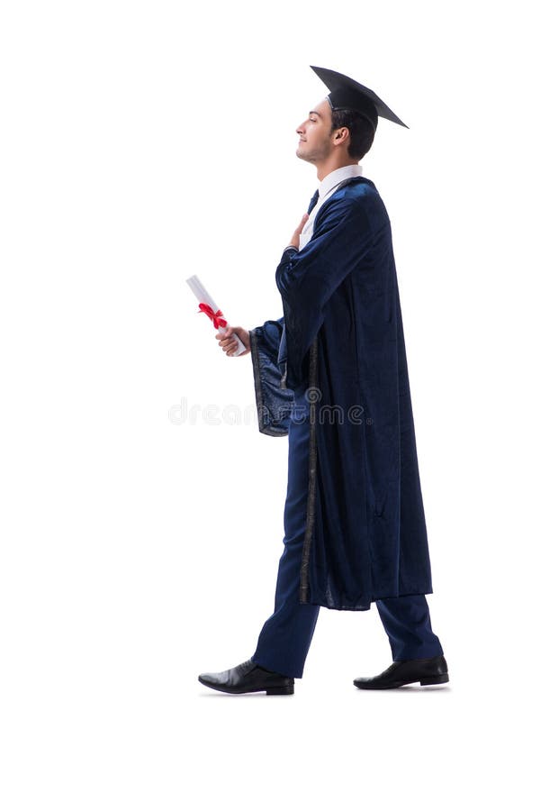 The Student Excited at His Graduation Isolated on White Stock Photo ...