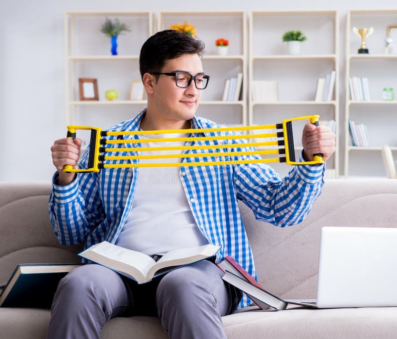 Student Exercising while Preparing for Exams Stock Image - Image of ...