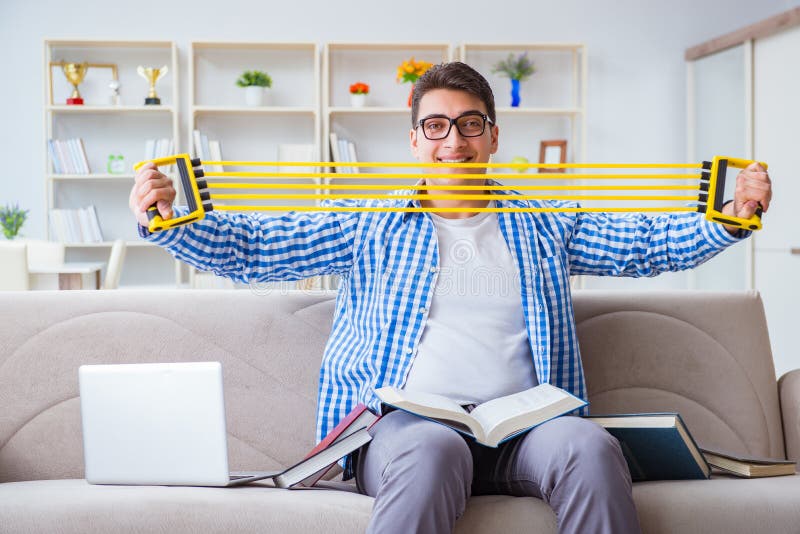 The Student Exercising while Preparing for Exams Stock Photo - Image of ...