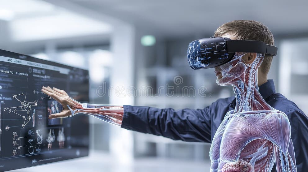 Student Exploring Human Anatomy through Augmented Reality Headset in ...