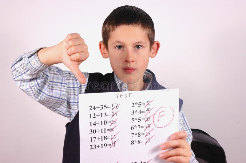Student with F grade stock photo. Image of grade, study - 11588720