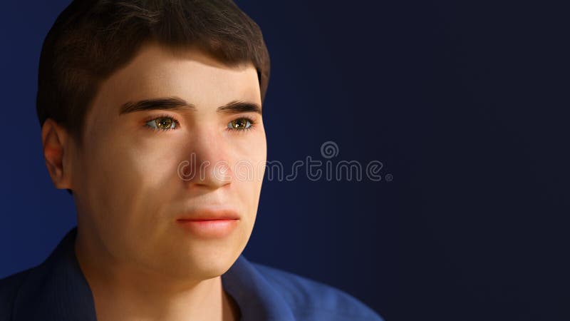 Student Face Future Young Man Portrait 3D Illustration Stock ...