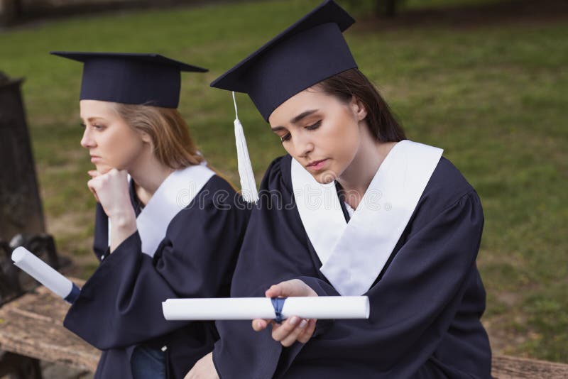 Student Feeling Thoughtful after Graduation Stock Image - Image of ...