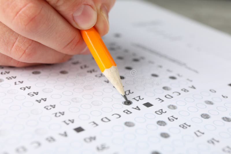 Student Fills Answers Test Sheet Stock Image - Image of entrance ...