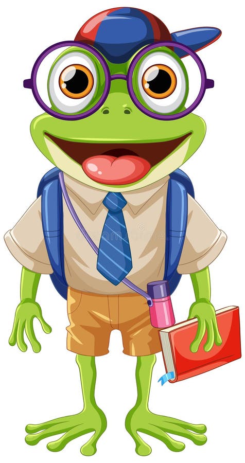 Student Frog Cartoon Character Stock Vector - Illustration of animal ...