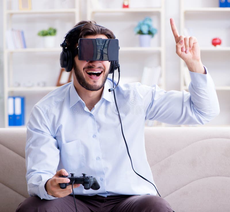 Student Gamer Playing Games at Home Stock Image - Image of ...