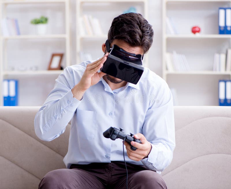 Student Gamer Playing Games at Home Stock Image - Image of digital ...