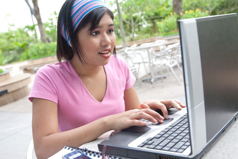 Student Gathering Information on the Internet. Stock Image - Image of ...
