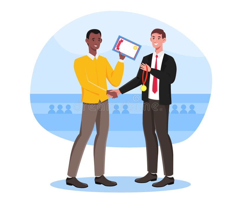 Student Get a Reward from Official Representative Stock Vector ...