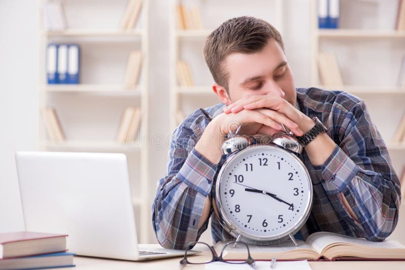 The Student Getting Late with Exam Preparation Stock Image - Image of ...