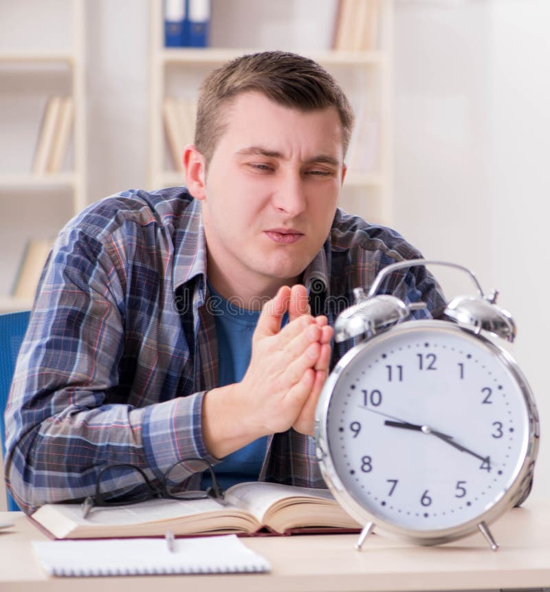 Student Getting Late with Exam Preparation Stock Photo - Image of ...