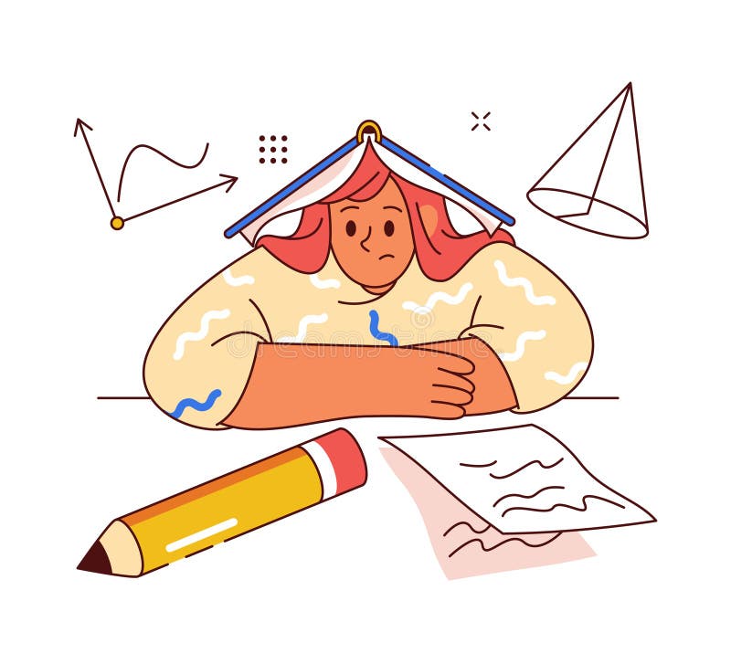 Student Getting Ready for Exam or Test Stock Illustration ...