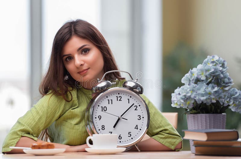 Student with Gian Alarm Clock Preparing for Exams Stock Image - Image ...