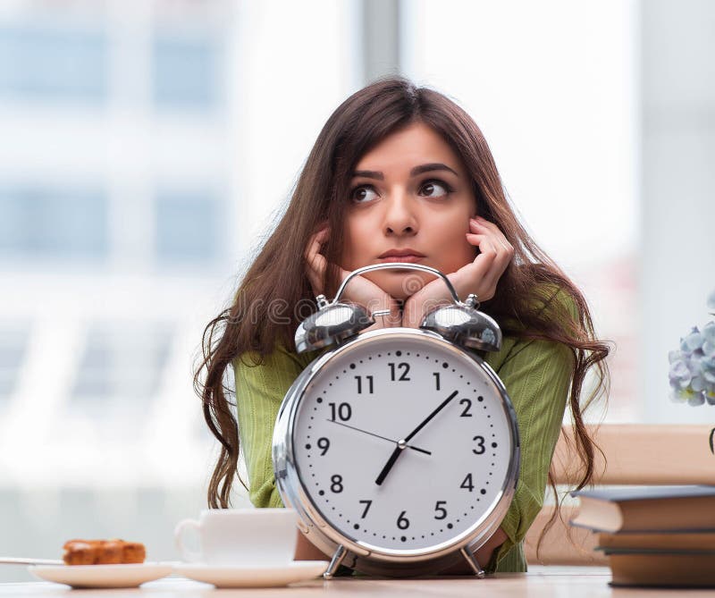 Student with Gian Alarm Clock Preparing for Exams Stock Image - Image ...