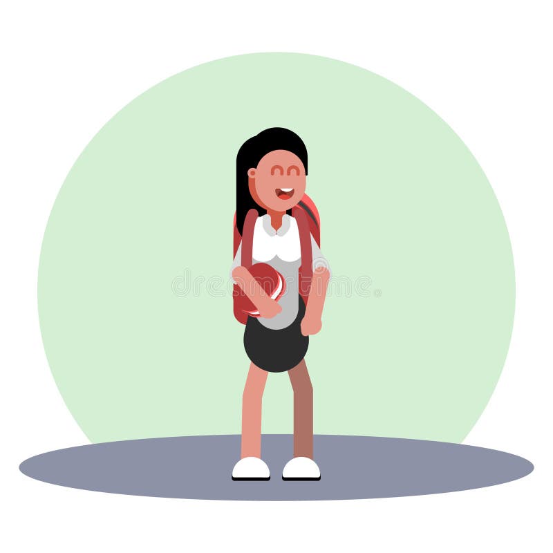 Student girl with backpack stock vector. Illustration of perfect ...