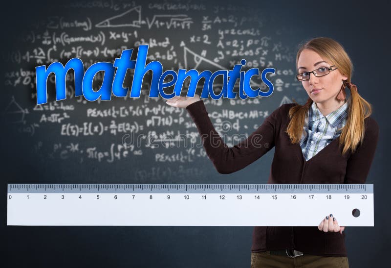 Student Girl with Big Ruler Stock Photo - Image of caucasian, girl ...