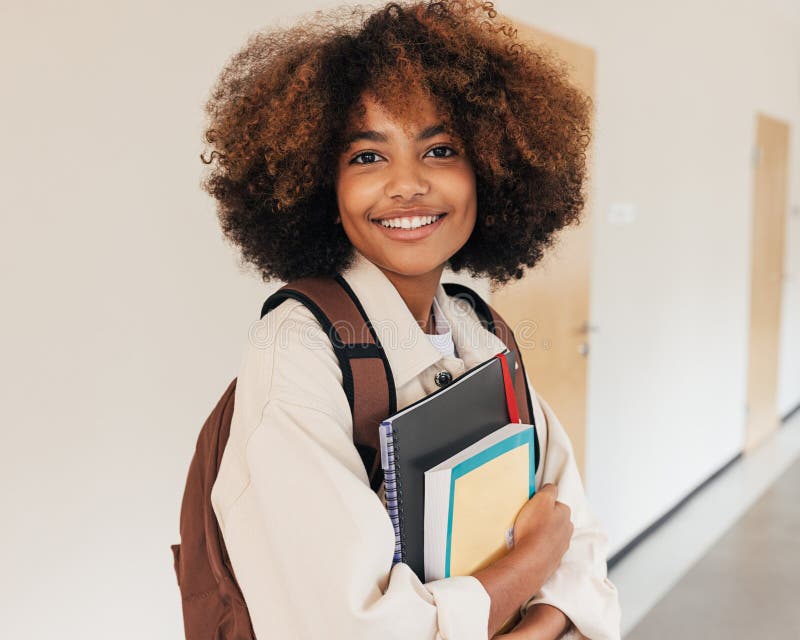 Student Girl with Books Smiling Stock Image - Image of happy, girl ...