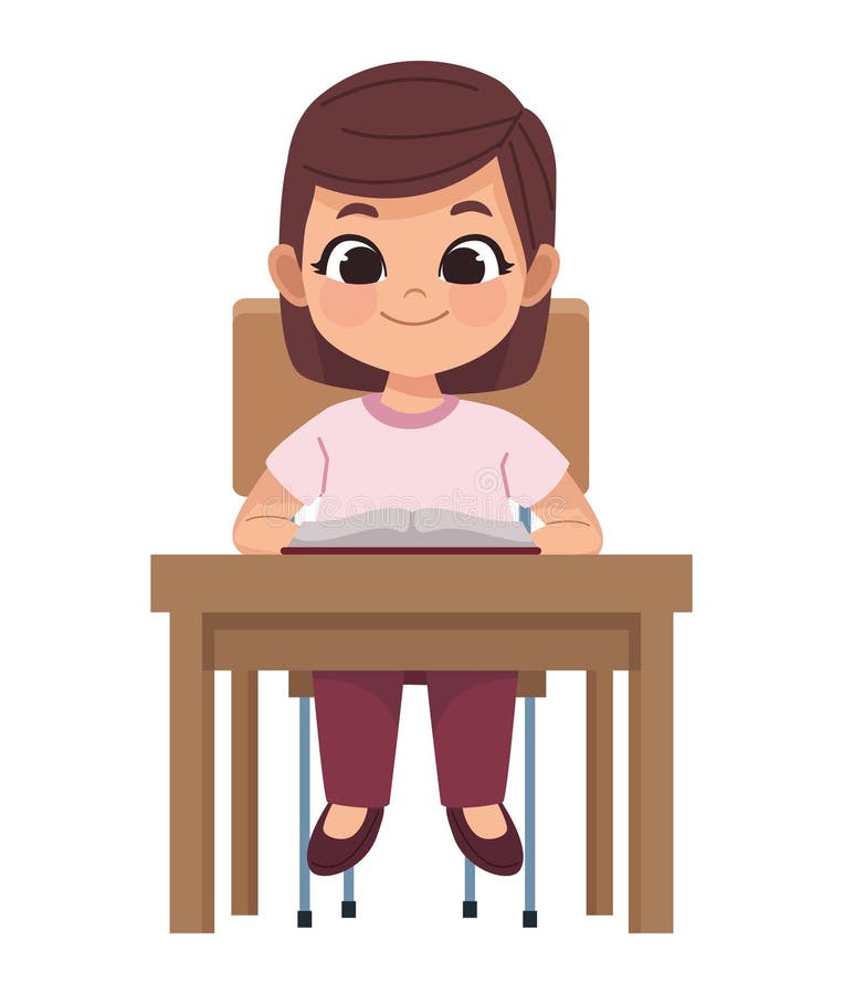 Student girl in class desk stock vector. Illustration of learning ...
