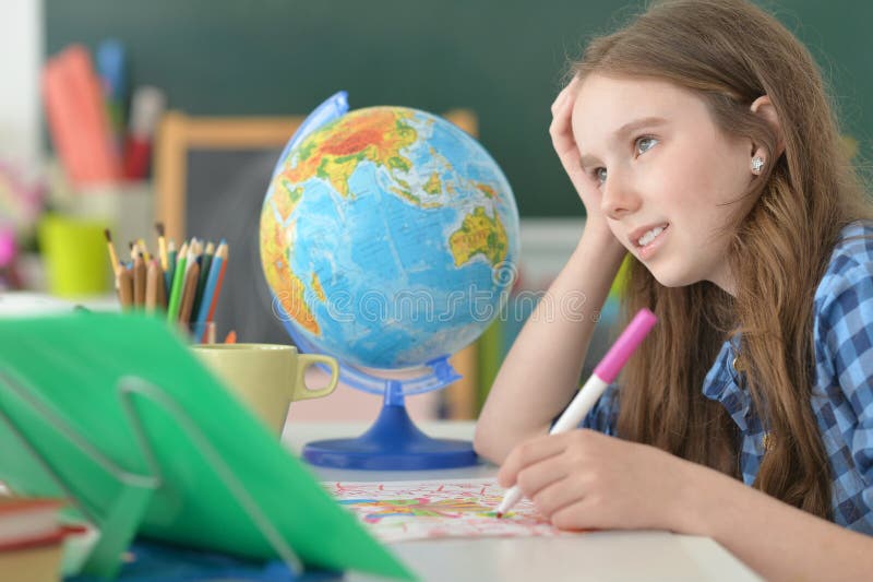 Student girl at class stock image. Image of childhood - 72849493