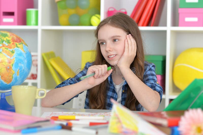 Student girl at class stock image. Image of education - 78564189