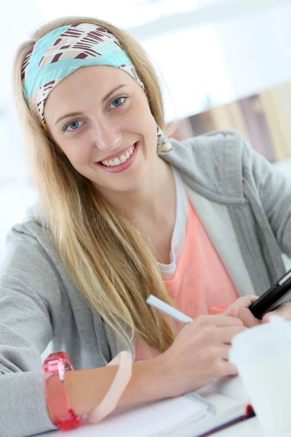 Student Girl in Class Studying Stock Image - Image of smile, college ...