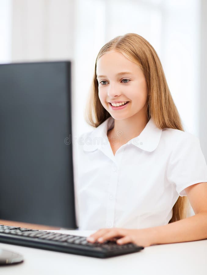 Kid using computer stock image. Image of college, computer - 9374997