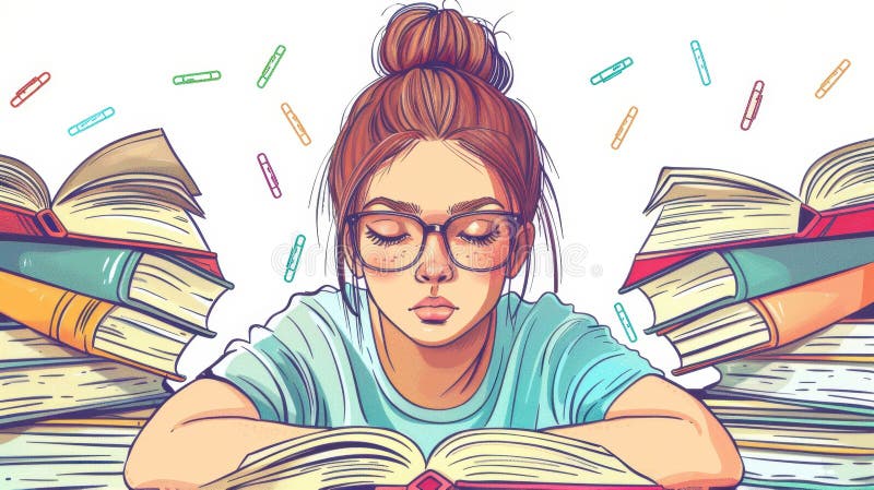 The Student Girl is Disappointed and Fed Up with Doing Her Homework ...