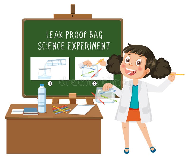 Student Girl Explaining Leak Proof Bag Science Experiment Stock Vector ...