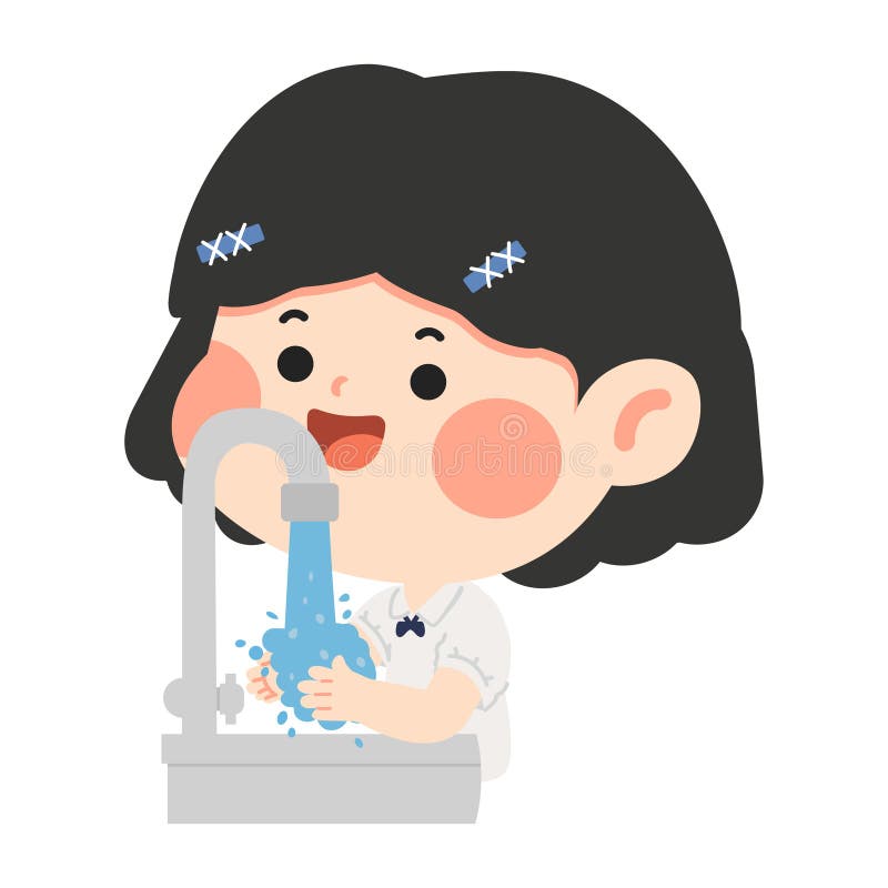 Student Girl Handwashing Cartoon Stock Vector - Illustration of clipart ...