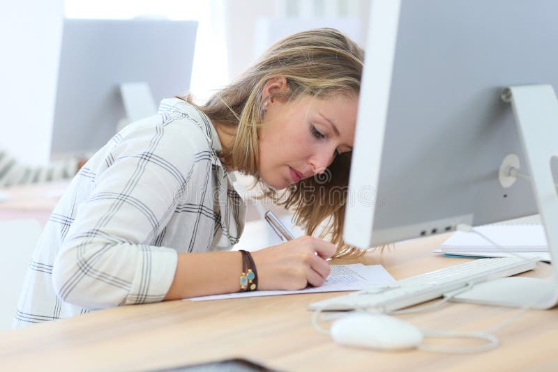 Student Girl Having an Exam Stock Image - Image of writing, learning ...