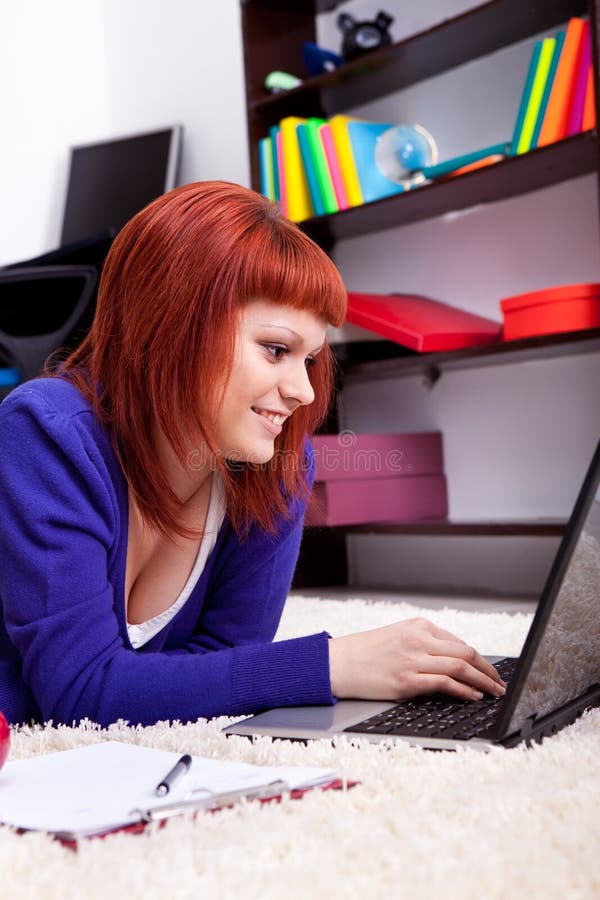 Student girl with laptop stock photo. Image of class - 19510262