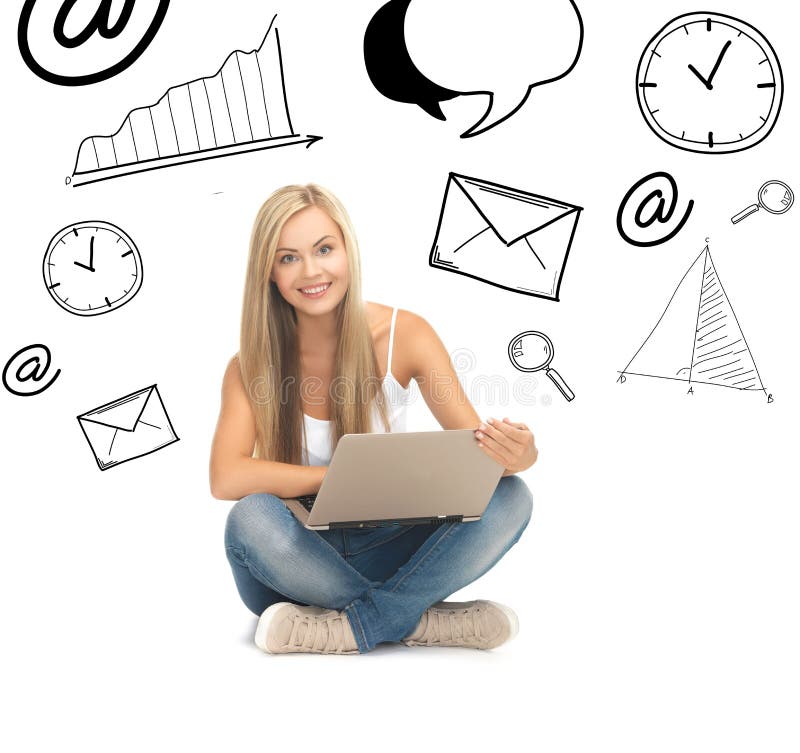Student Girl with Laptop Computer Stock Image - Image of beautiful ...