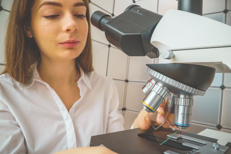 Microscope Science Laboratory Stock Photo - Image of experiment, hands ...