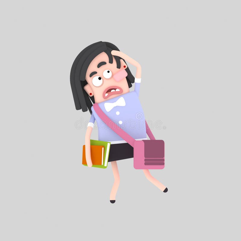 Student Girl Looking Worried Stock Illustration - Illustration of ...