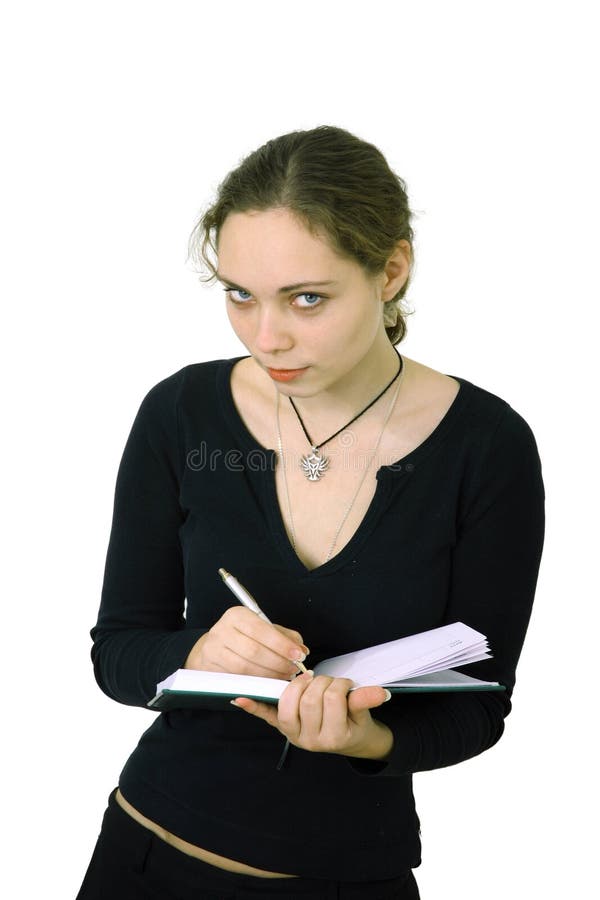 Student girl with notebook stock image. Image of ladies - 1593319