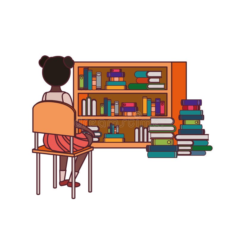 Student Girl Sitting His Back on Chair Stock Vector - Illustration of ...