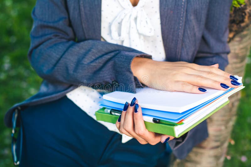 Student Girl with Study Sheets and Glossary Book Close-up Stock Image ...